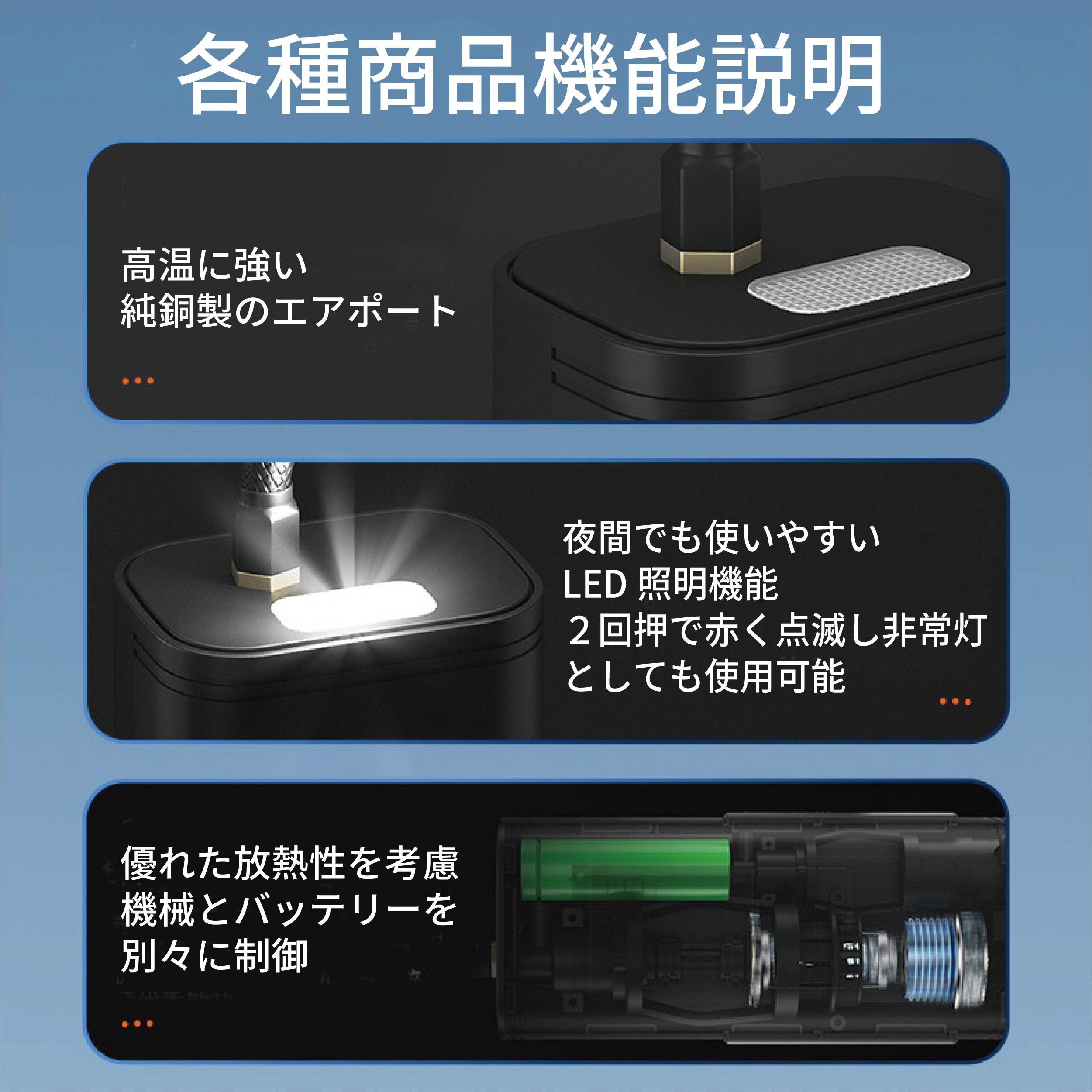 Liberator Plus 空気入れ 電動空気入れ 自転車 エアーポンプ 電動 空気いれ 車 タイヤ バイク ボール 仏式 米式 英式 アダプター 携帯 送料無料 ポンプ : ブランド雑貨 ...