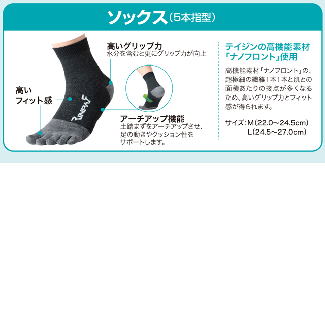 【送料無料 メール便】TEIJIN テイジン RINPAS 5本指ソックス SOLOTEX NANOFRONT ファイテン アクアチタン加工 RP5S : ギアムーブストア - 通販 ...