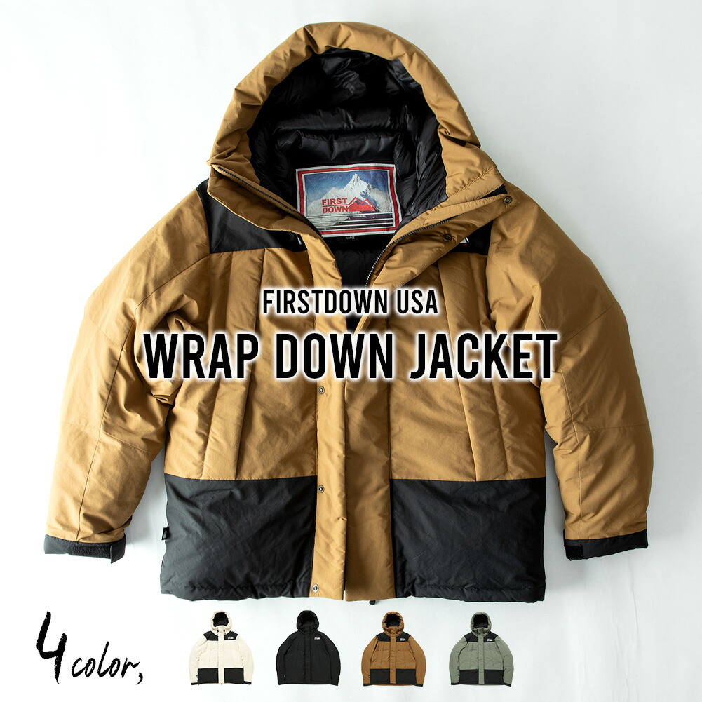 ダウンジャケット メンズ FIRSTDOWN USA ダウン ブルゾン 暖かい 秋冬 リアルダウン ラップダウンパーカー ブラウン シンプル 長袖 黒 : メンズファッション GENELESS ...