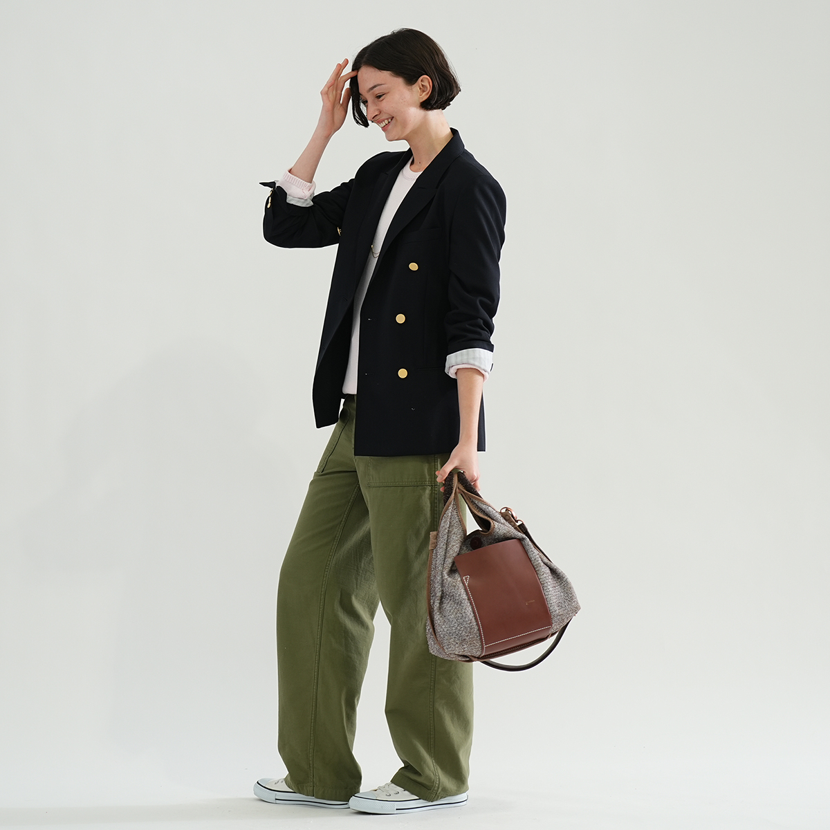 【ゲンテン公式】 genten 44455 ゲンテン 尾州ウール 里山トートバッグ トート ウール x レザー : 44455 ...