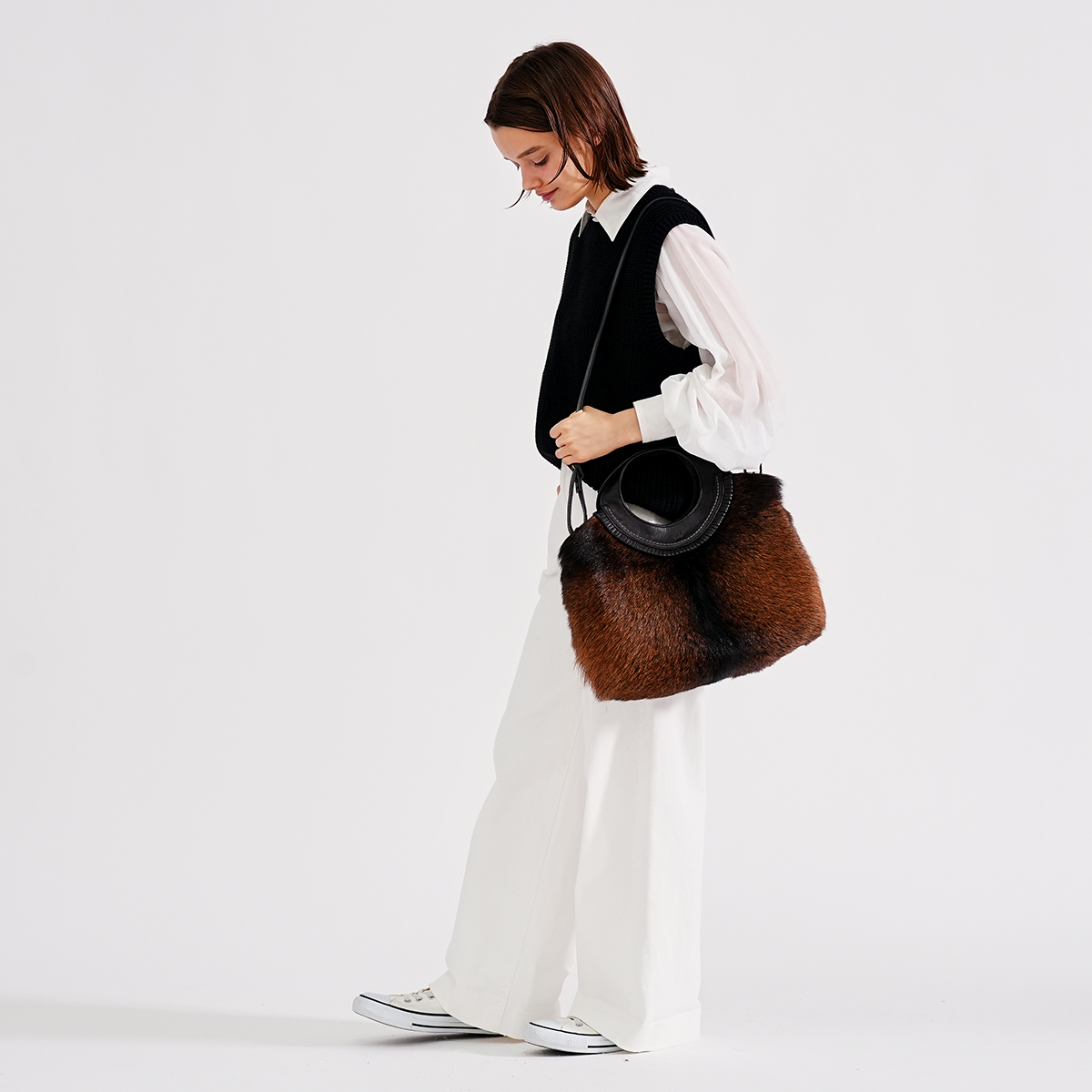 genten（ゲンテン） genten 44825 ゴートファー 2way ショルダーバッグ 本革バッグ レディース ファーバッグ ...