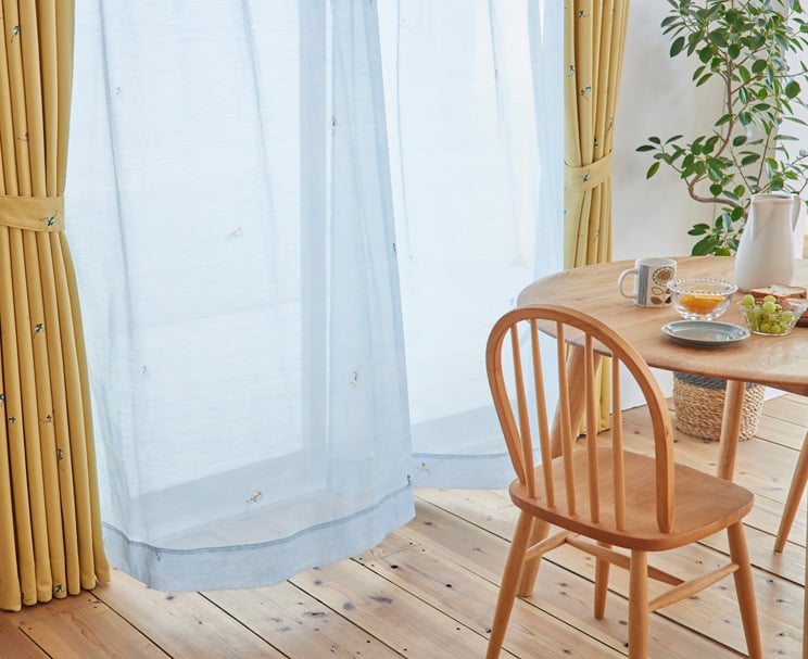 ボイルレースカーテン スミノエ デザインライフ JESSICA VOILE ジェシカボイル ブルー 幅〜100cm×丈〜260cm : ab ...