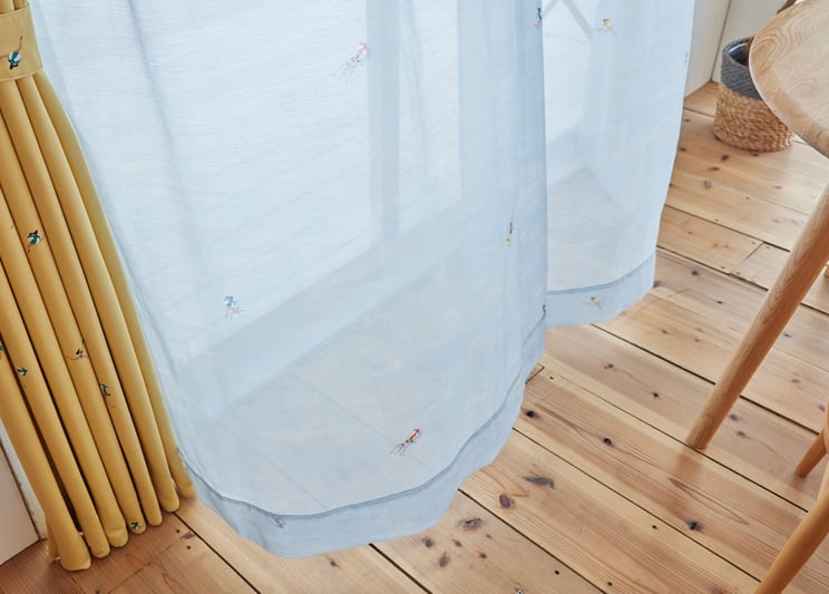 スミノエ ボイルレースカーテン デザインライフ JESSICA VOILE ジェシカボイル ブルー 幅〜100cm×丈〜260cm ...