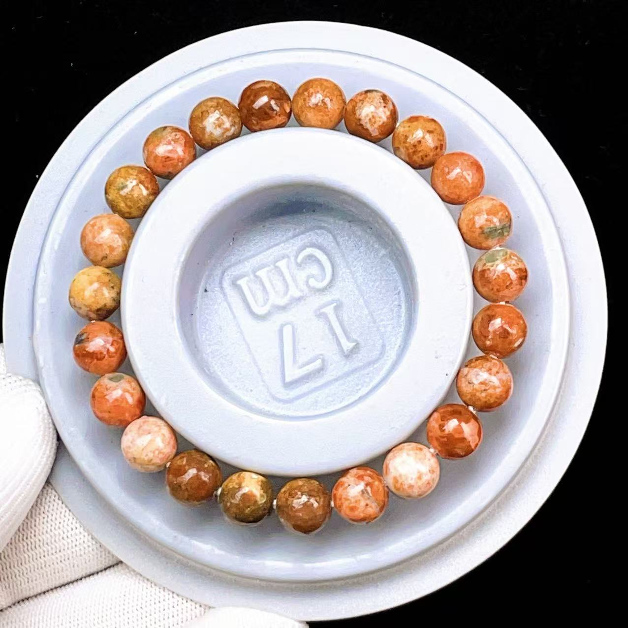 PROME 天然石 一点物・希少鉱、共生鉱・フェニックスサンストーンアパタイト・アパタイトインサンストーン・タンザニア産・ブレスレット ...