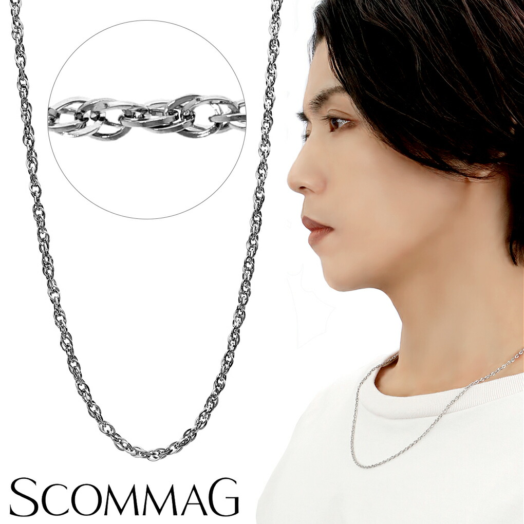 SCOMMAG ダブルあずき ステンレス チェーン ネックレス 幅約2.2mm ステンレスチェーン ネックレスチェーン チェーンのみ サージカルステンレス : 新宿銀の蔵 シルバーアクセサリー ...