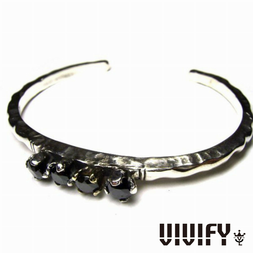 VIVIFY ビビファイ アクセサリー ブレスレット バングル シルバー 槌目 SQUAREBAR BANGLE W BLACK STONE : vivi-vfb-036 : 新宿銀の蔵 ...