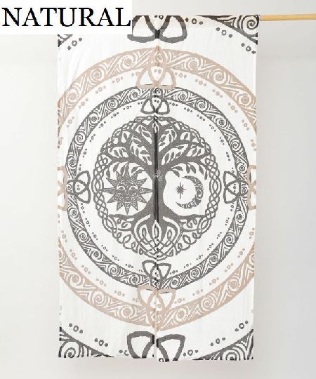 のれん おしゃれ ロング 150 間仕切り 目隠し 玄関 生命の木 太陽と月 暖簾 アジアン エスニック 新生活 綿 コットン 綿100 ...