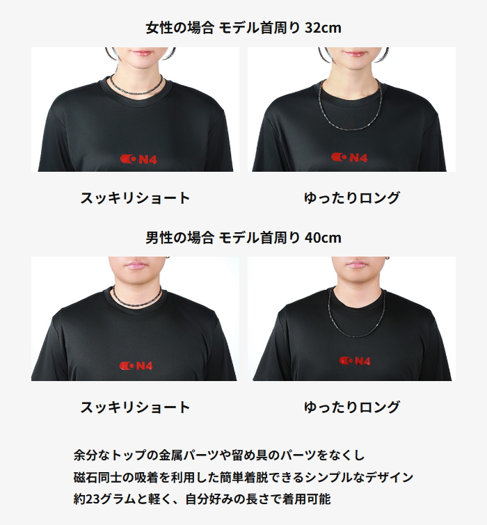 ON4 オンフォー TYPE-HP 磁気ネックレス 重厚感と存在感を備えた スポーツPROタイプ 男女兼用 医療機器 肩こり解消 JAPAN ...
