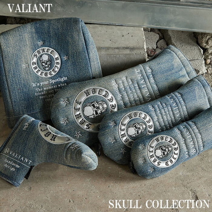 VALIANT ヴァリアント VA-017HC スカルコレクション ヘッドカバー インディゴウォッシュ【DW/FW/UT/アイアン/パター ...