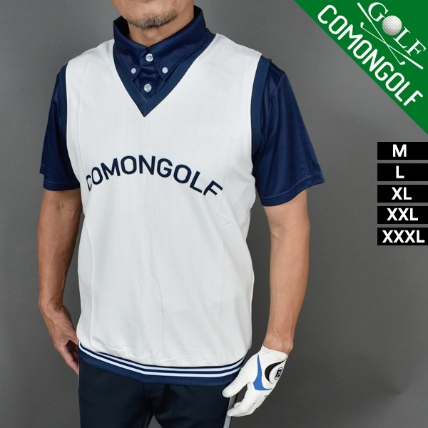 COMONGOLF ゴルフウェア メンズ ベスト Vネック ドライ素材 ストレッチ コモンゴルフ ゴルフ トップス おしゃれ 春 夏 秋 サンタリート CG-BS302S : メンズゴルフ ...
