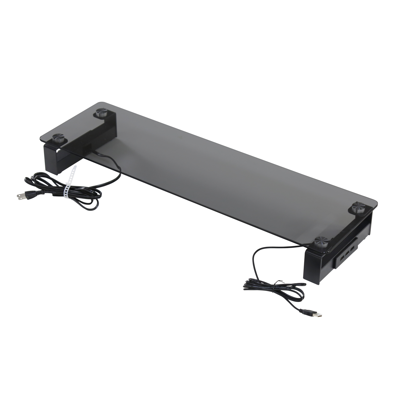 DORIS（ドリス） モニター台 モニタースタンド 机上ラック ガラス 幅70 キーボード収納 PCラック デスク収納 机上台 パソコン台 卓上 電源タップ USBハブ付 ソリス 北欧 ...