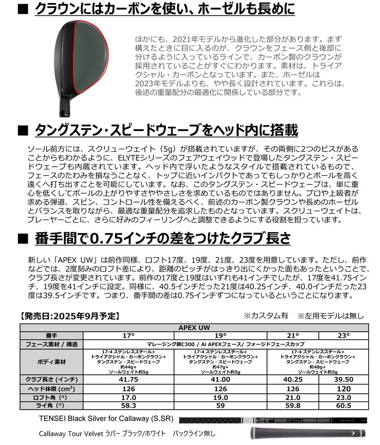 Callaway（キャロウェイ） 割引クーポン対象 特注カスタムクラブ APEX