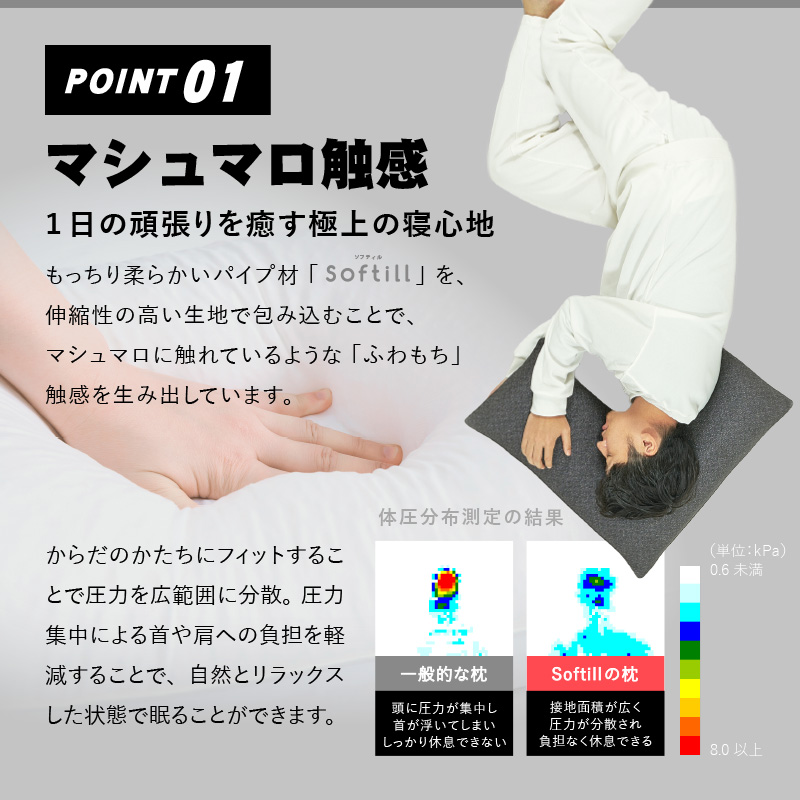 HAGiHARA（萩原） 枕 カバー付 洗える パイプ まくら ピロー やわらかい くの字 60×60cm 抱き枕 男 メンズ 日本製 くの字 ...