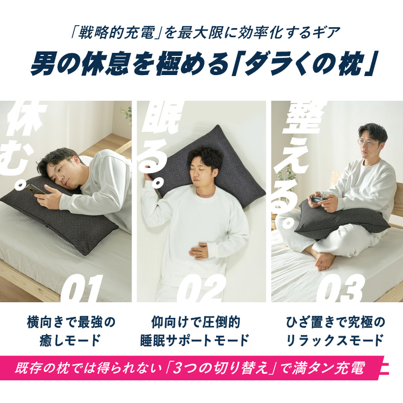 HAGiHARA（萩原） 枕 カバー付 洗える パイプ まくら ピロー やわらかい くの字 60×60cm 抱き枕 男 メンズ 日本製 くの字 ...