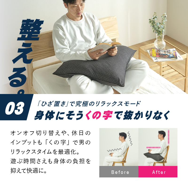 HAGiHARA（萩原） 枕 カバー付 洗える パイプ まくら ピロー やわらかい くの字 60×60cm 抱き枕 男 メンズ 日本製 くの字 ...