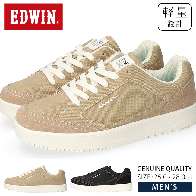 EDWIN エドウィン スニーカー メンズ ローカット 軽量 疲れない 歩きやすい 履きやすい 滑らない EDW-7108 黒 おしゃれ 通勤 通学 シューズ 靴 : はきもの広場 - 通販 ...