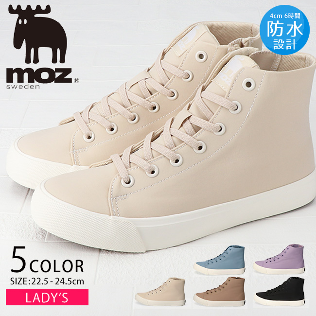 moz モズ レインシューズ 防水 ハイカット レディース 軽量 レインスニーカー MZ-6002 ファスナー かわいい おしゃれ 蒸れにくい 歩きやすい 履きやすい 靴 :KIM ...