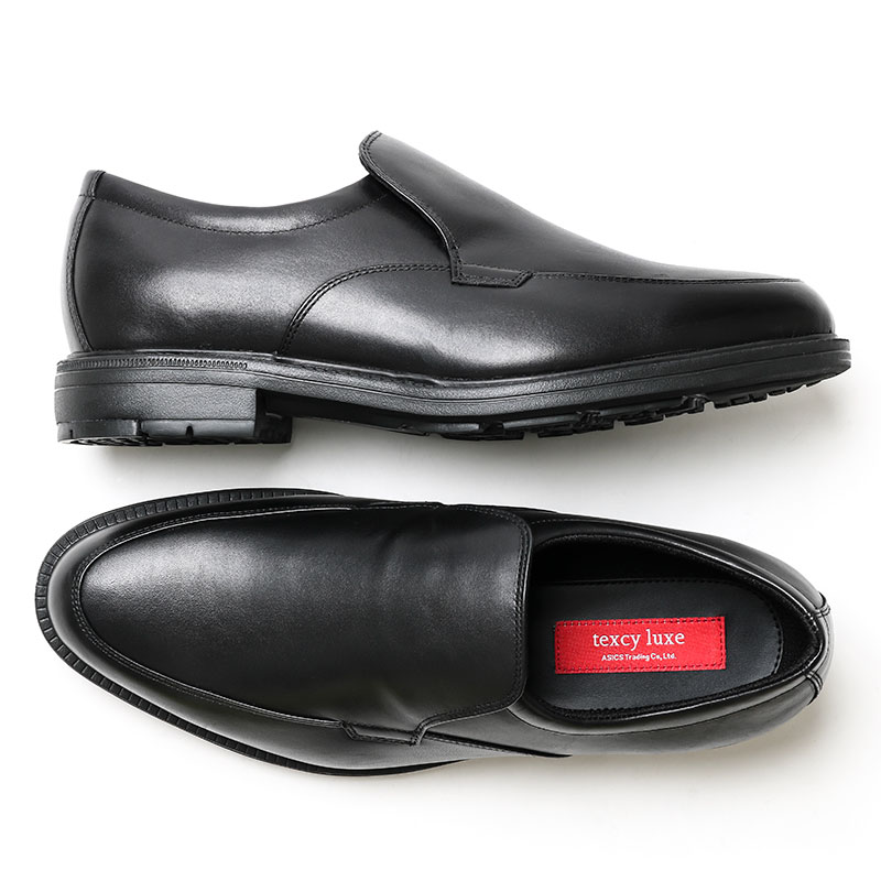 texcy luxe テクシーリュクス ビジネスシューズ 本革 4E 黒 スリッポン