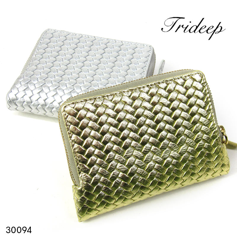 Trideep 二つ折り財布 30094 本革 レザー 革製 サイフ 2つ折り コンパクト 札入れ有り ダブルファスナー カード入れ 華やか きれいめ パーティ 風水 : はなくら鞄 - 通販 ...