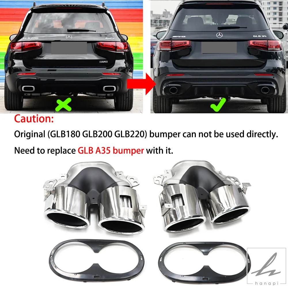 メルセデスベンツ GLB180 GLB200 GLB220 車用 ステンレス リアマフラー アップグレード GLB A35 バンパー 4アウトレット マフラー テールパイプ : カー用品・車 ...