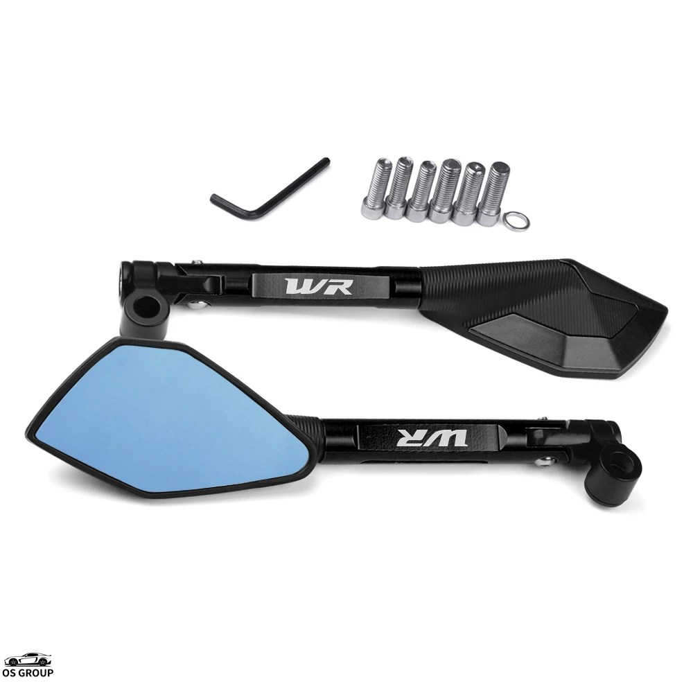 【並行輸入品】Motorcycle CNC Aluminum Handlebar Rear View Mirrors Blue Anti ...