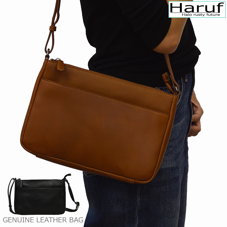Haruf レザーバッグ ショルダーバッグ レディース メンズ 斜めがけ 小さめ サコッシュ 革 本革 レザーショルダーバッグ シンプル ...