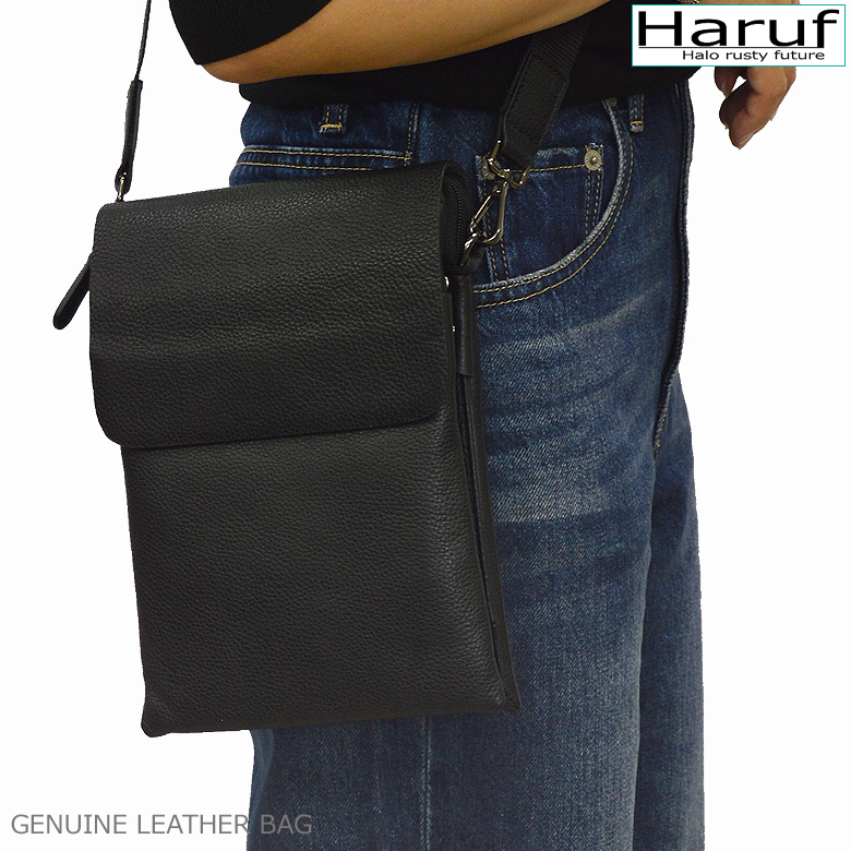 Haruf（ハルフ） ショルダーバッグ 斜めがけバッグ メンズ レディース 本革 レザー サコッシュ ブランド バッグ 小さめ 軽い 薄い ...
