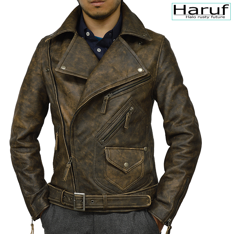 ダブルライダースジャケット レザージャケット 革ジャン メンズ 本革 ライダースジャケット ダブルライダース バイク メンズアウター 秋冬 ...