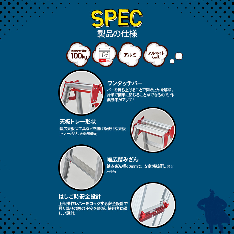 長谷川工業 【 RYRE-15a 】はしご兼用脚立 上部操作 5段 5尺 シャガマン ハセガワ 脚立 伸縮脚 ワンタッチ 業務用 職人 幅広 ...