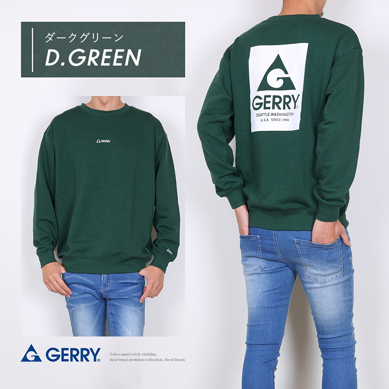 GERRY（ジェリー） トレーナー スウェット メンズ センター刺繍 バックロゴ プリント ミニ裏毛スウェットトレーナー クルーネック 丸首 : HEADROOM - 通販 - Yahoo ...