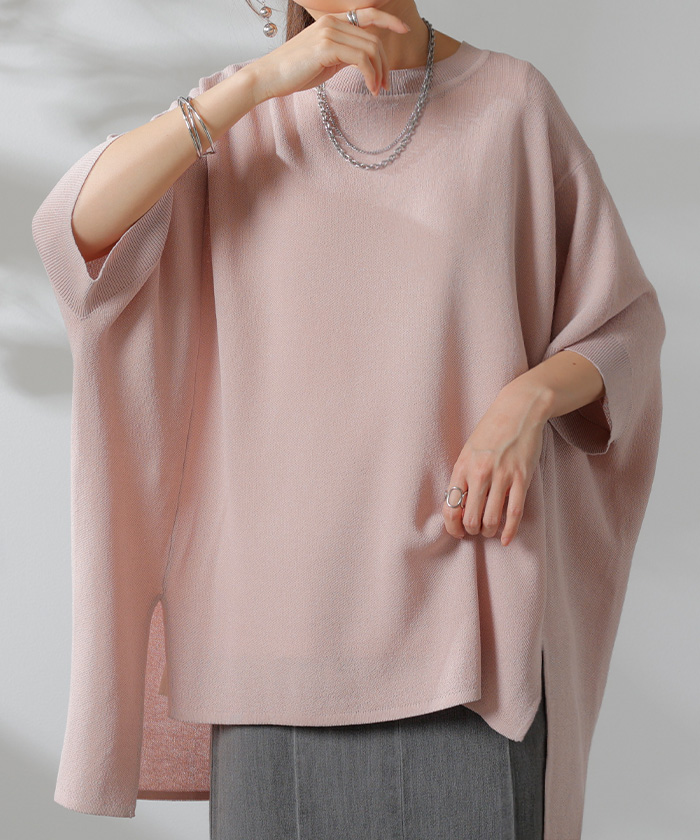 HUG.U ニット サマーニット 涼しい レディース トップス 半袖 ロング ティーシャツ チュニック セーター : HUG.U(ハグユー) - 通販 - Yahoo!ショッピング