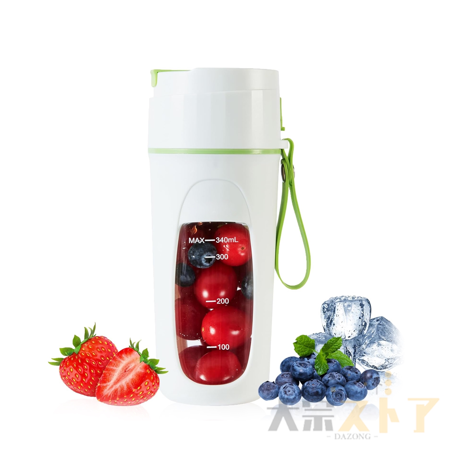 ジューサー ミキサー 小型 スムージー 氷も砕ける 耐久性 コードレスミキサー 一人用 果物 お手入れ簡単 持ち運び 漏れない 一台多役 340mL TypeC対応 : 大宗ストア - 通販 ...