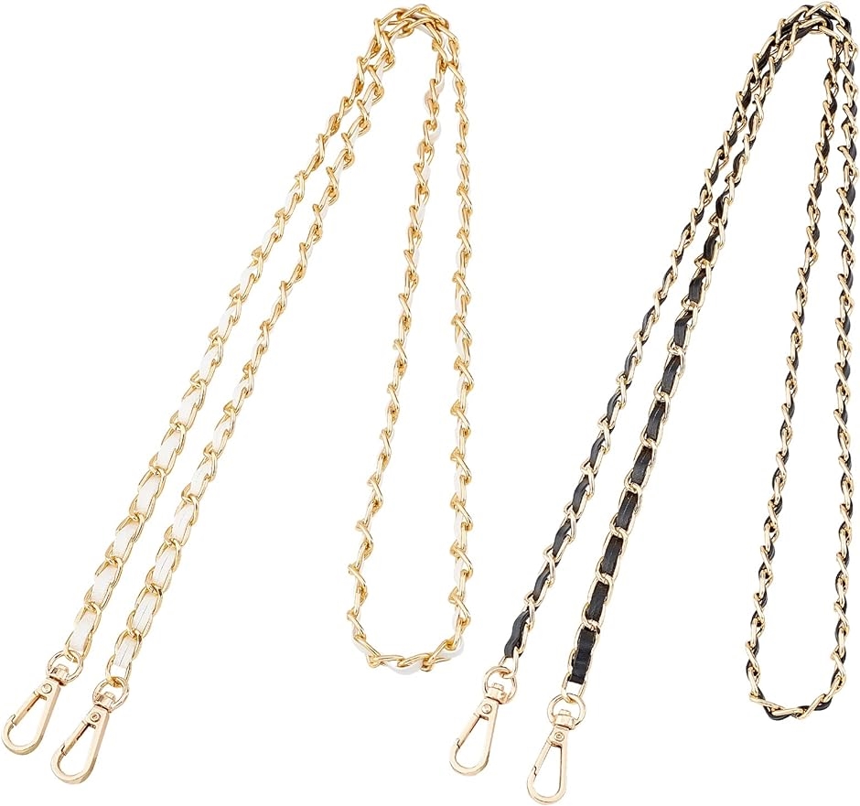 2色 バッグ チェーンベルト 117cm レディバッグ 斜めがけ 肩掛け 持ち手 PU+金属 ショルダーチェーン DIY 修理用 ブラック ...