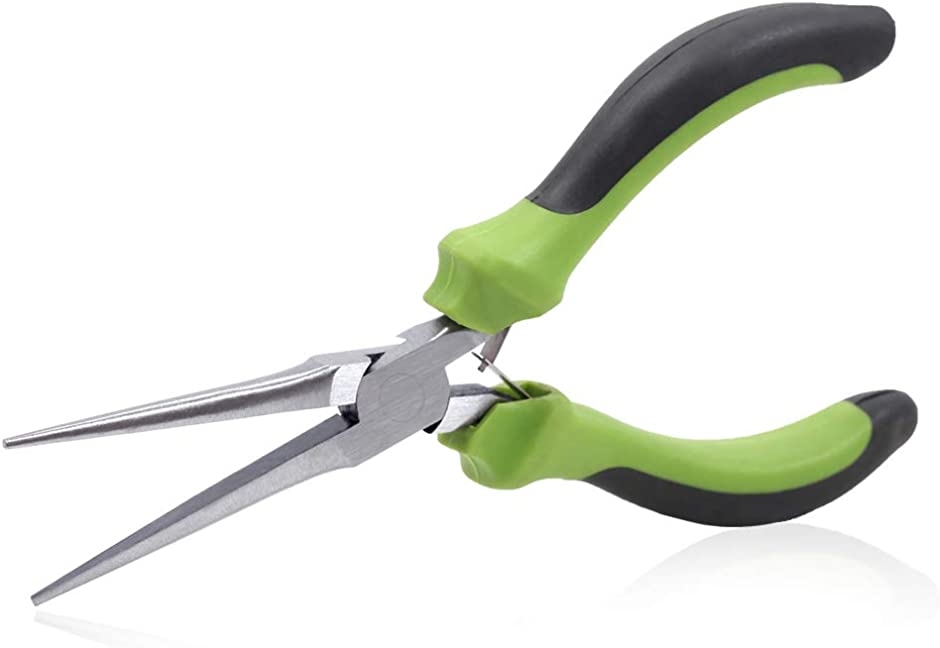 先細ラジオペンチ ギザなし ミニチュア 先長 やっとこ マイクロ 精密作業 153mm(グリーン, 153mm) : スピード発送 ホリック ...