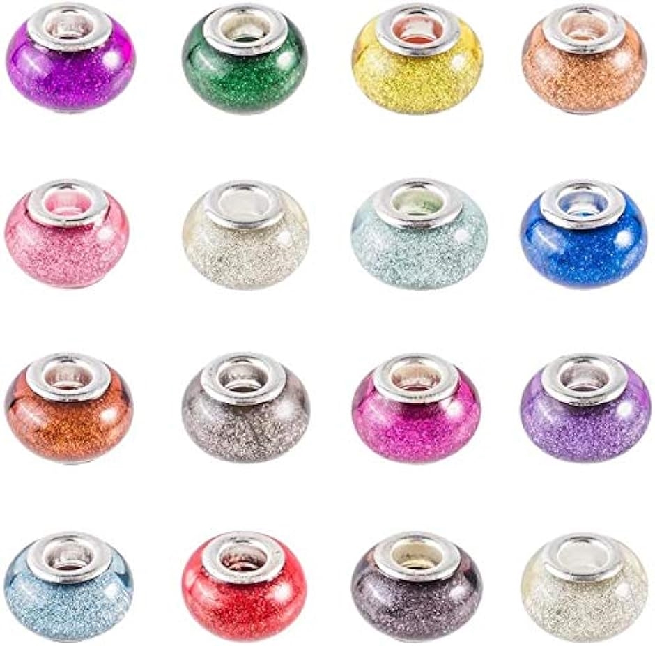 ヨーロピアンビーズ 大穴ビーズ 約100個入り 14x9mm アクリルビーズ クリア とんぼ玉 ロンデル 和風ビーズ 多面体 MDM( 混合色 ...