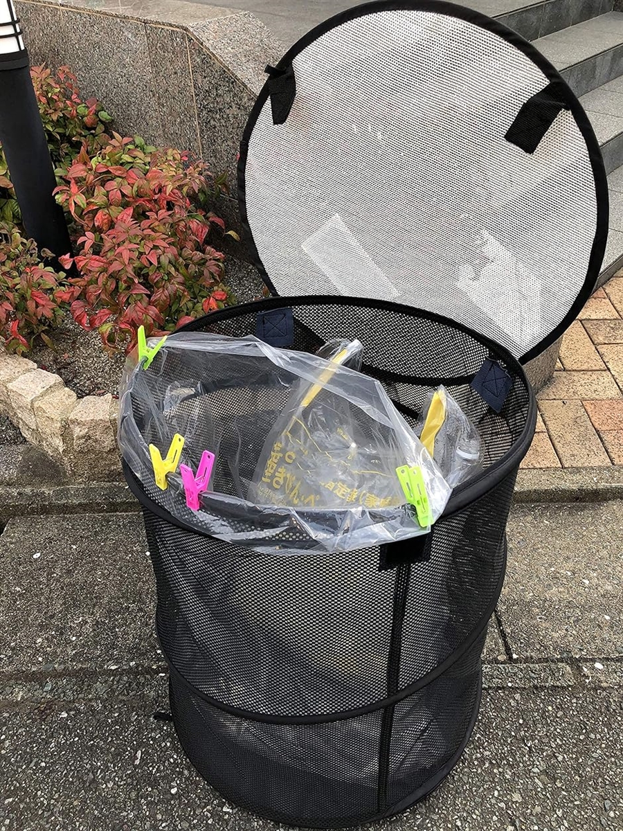 Felicita フェリシータ ゴミ集積所用ネット 折り畳み式 ドラム式 ストッカー ブラック FTK-01( 黒ネット, 120L) :2B8PW9HXDX:スピード発送 ホリック - 通販 ...