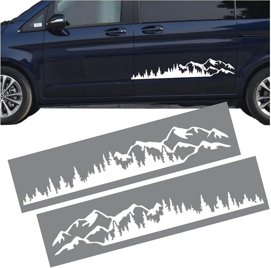 morytrade ボディステッカー サイドデカール マウンテン アウトドア 山 100x17cm 左右2枚セット(ホワイト) : スピード発送 ホリック - 通販 - Yahoo!ショッピング