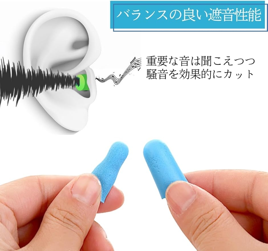 耳栓 大容量 個包装 使い捨て 睡眠用 騒音対策 遮音 小さめ 200セット400個入り (ブルー, 2.2cm x 1.2cm ...
