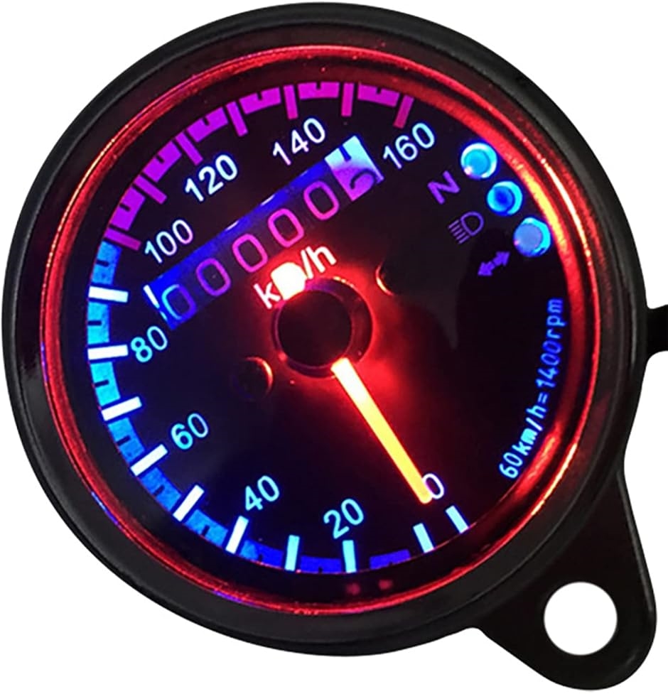 バイク 機械式 スピードメーター 160km LED インジケーター 60mm 汎用 バルカン イントルーダー シャドー GN125 他 ...
