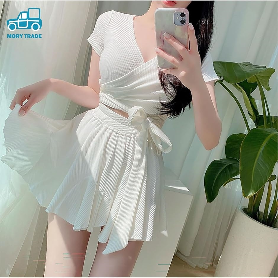morytrade レディース水着 2点セット ドレス風 スカートパンツ( ホワイト, Free Size) : スピード発送 ホリック - 通販 - Yahoo!ショッピング