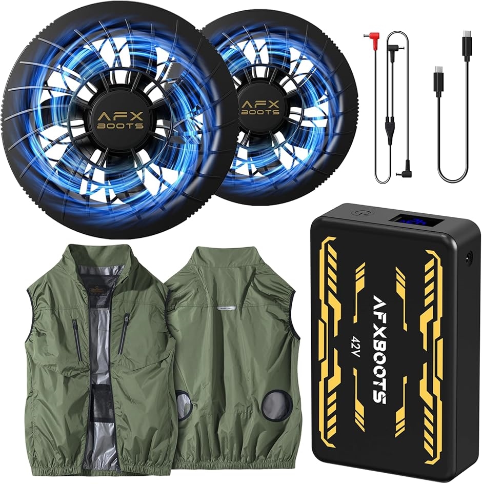 ファン付きベスト 42V 6段階風量 30000mAh 暴風ファンバッテリーセット 男女兼用 軽量 遮熱(グリーン, 3XL) : スピード発送 ホリック - 通販 - Yahoo!ショッピング