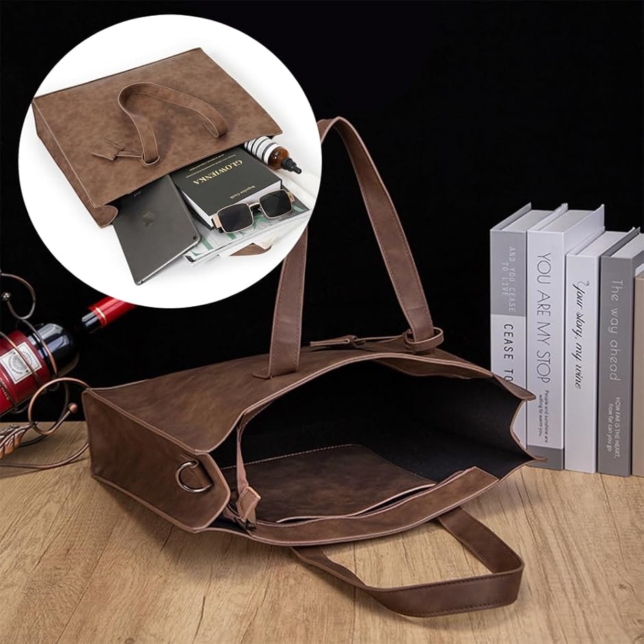 トートバッグ メンズ 小さめ レザー カジュアル 黒 ビジネス カバン とーとばっぐ 自立縦型 B044(ブラウン) : スピード発送 ホリック - 通販 - Yahoo!ショッピング