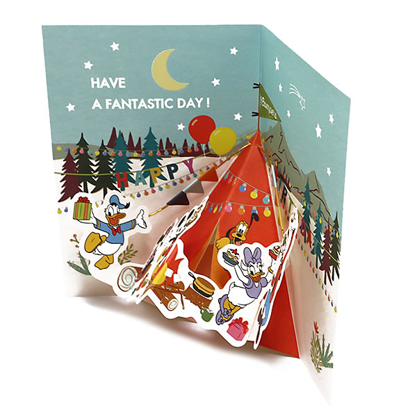 Hallmark バースデーカード 二つ折りポップアップ ディズニー ミッキー＆フレンズ 仲間たちキャンプ EAR-836-610 ホール ...