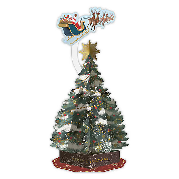 Hallmark クリスマスカード 洋風 立体カード XAR-836-184 (HX-55） フライングサンタツリー APET素材 ホール ...