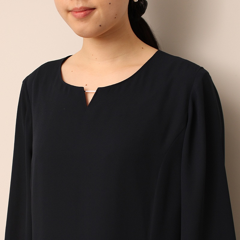 予約 メタルパーツ付き Aライン ワンピース 春 ひざ下 フォーマル きれいめ 大きいサイズ レディース felur ミントブリーズ ...