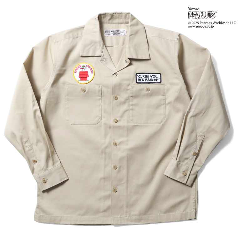 HOUSTON（ヒューストン） 41181 PEANUTS CUSTOM L/S TWILL WORK SHIRT (FLYING ACE ...