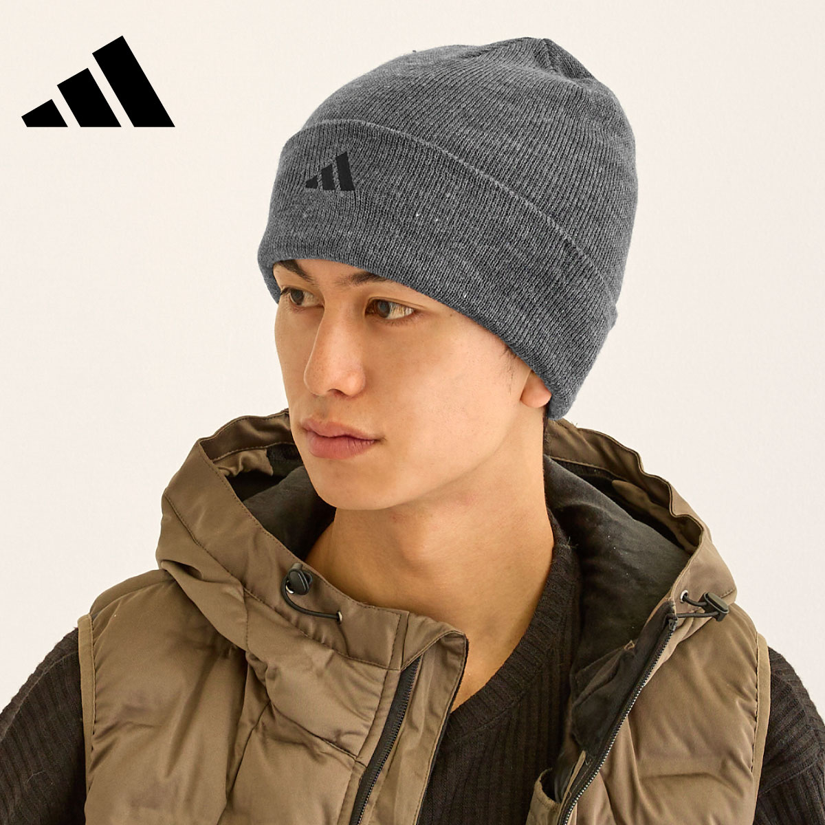 adidas（アディダス） ニット帽 メンズ ブランド 帽子 秋冬 洗える リブ編み adi-254-011001 2025モデル 帽子 男女 ...