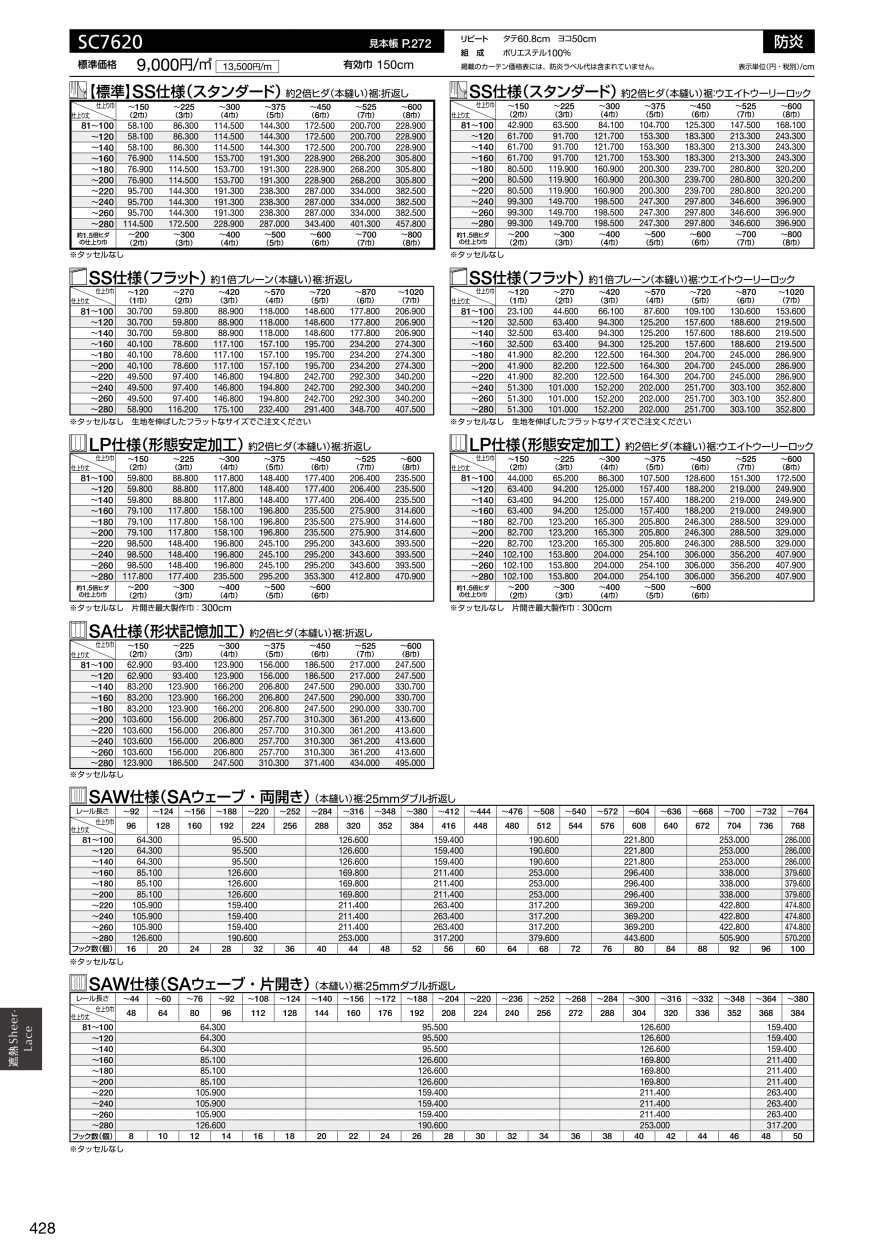 サンゲツ オーダー遮熱シアーカーテン SC7620 仕上り巾226〜300cm×仕上り丈81〜100cm SS仕様（スタンダード）約2倍ヒダ ...