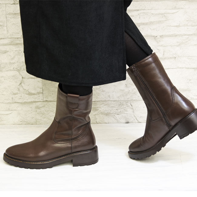 あしながおじさん ブーツ レディース 厚底 ブラック 黒 ペコスブーツ