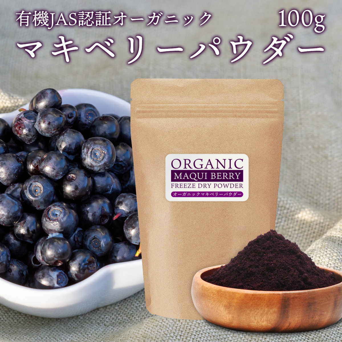 マキベリー マキベリーパウダー スムージー 生活の木 有機マキベリー100%パウダー 100g 6袋セット 送料無料 オーガニック マキベリーパウダー 100g チリ産 有機マキベリー 粉末